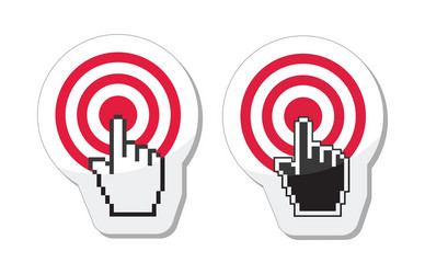 Hand Cursor Click Symbol Digital Pixel Button Vector Image