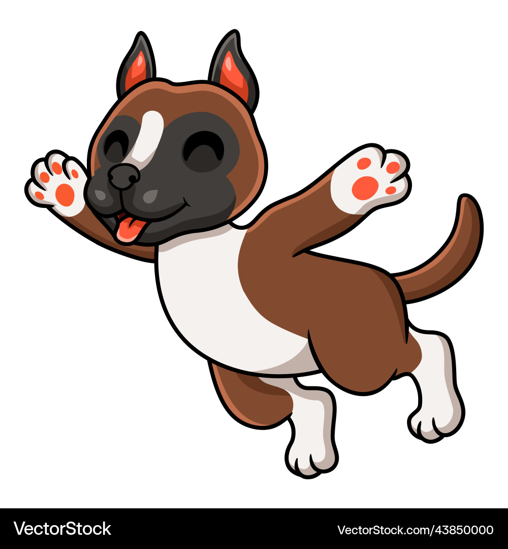 Cute little boxer dog cartoon Royalty Free Vector Image
