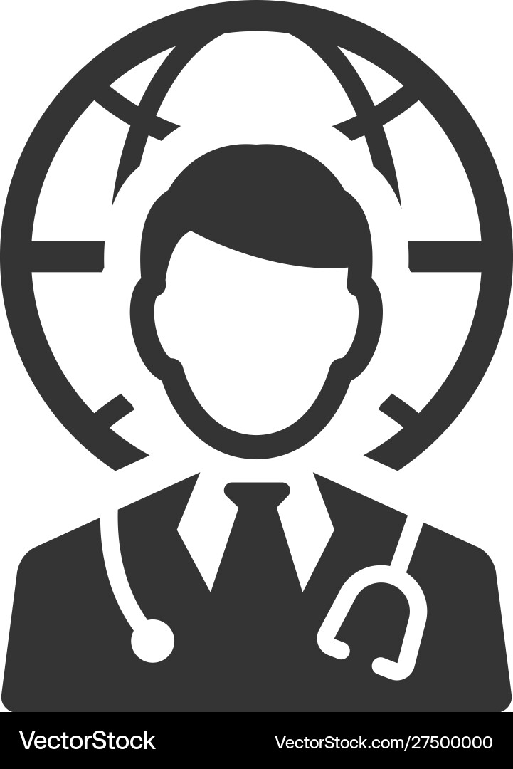 Global doctor icon Royalty Free Vector Image - VectorStock