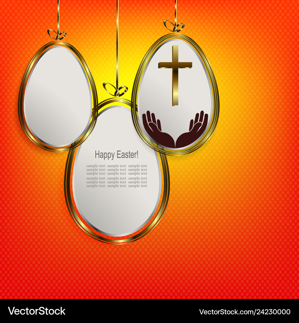 Orange easter composition with silhouettes Vector Image