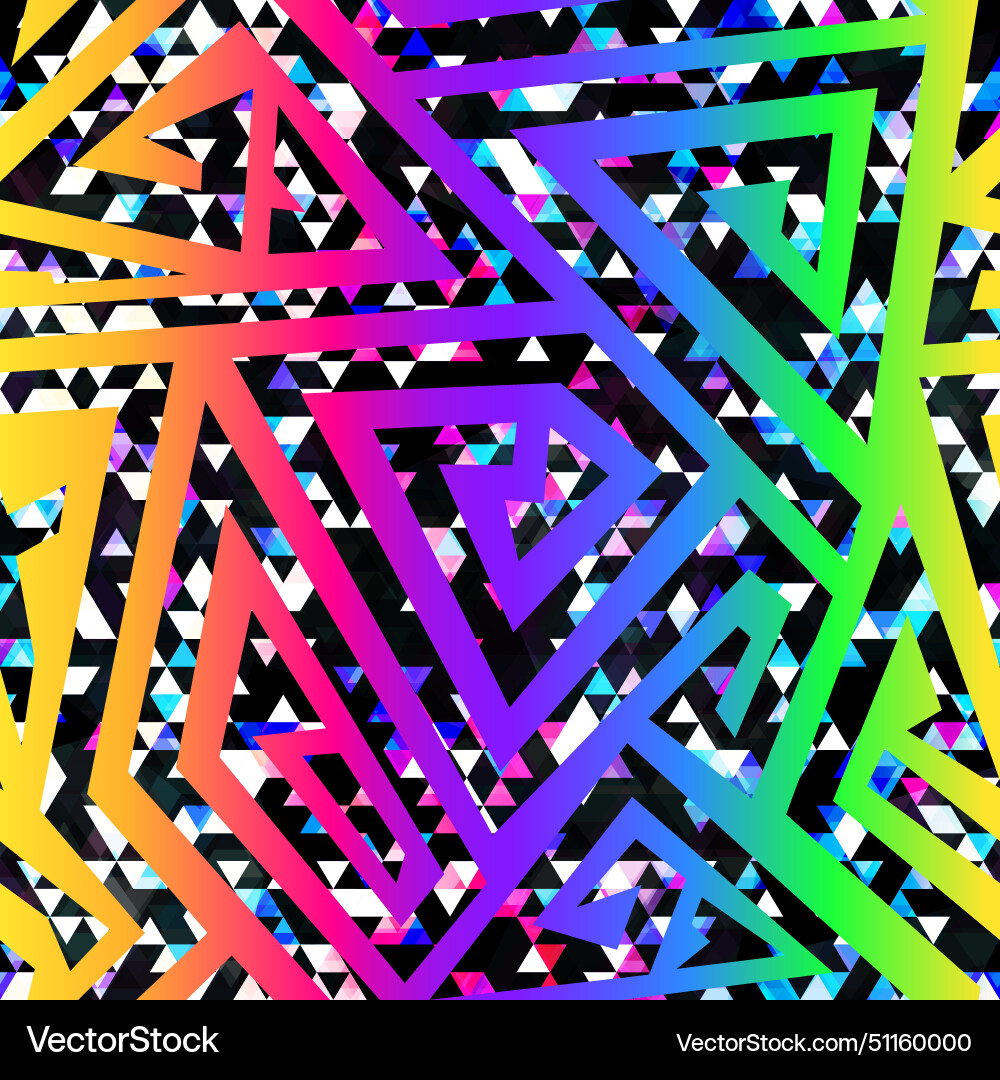Rainbow geometric maze seamless pattern Royalty Free Vector