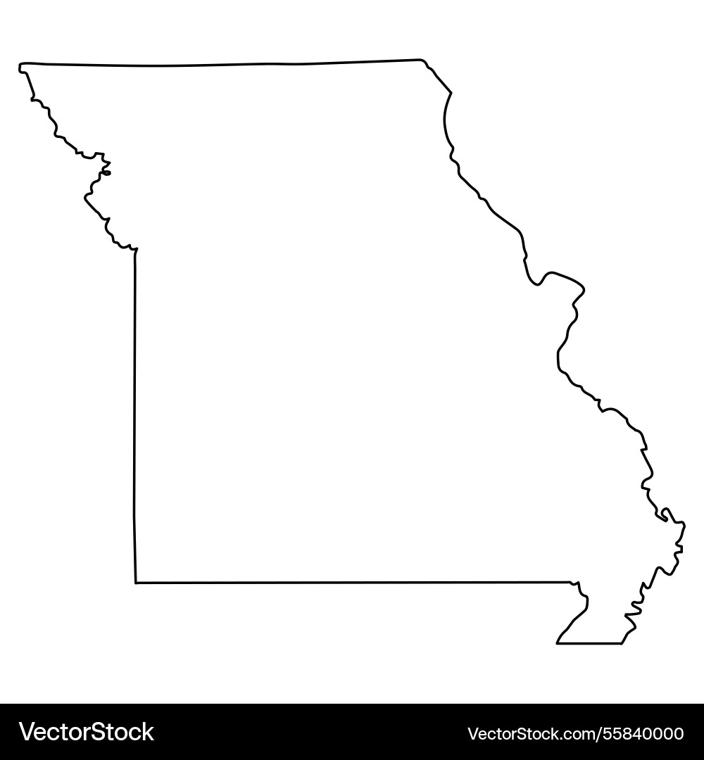 Scenic missouri outline map with state Royalty Free Vector