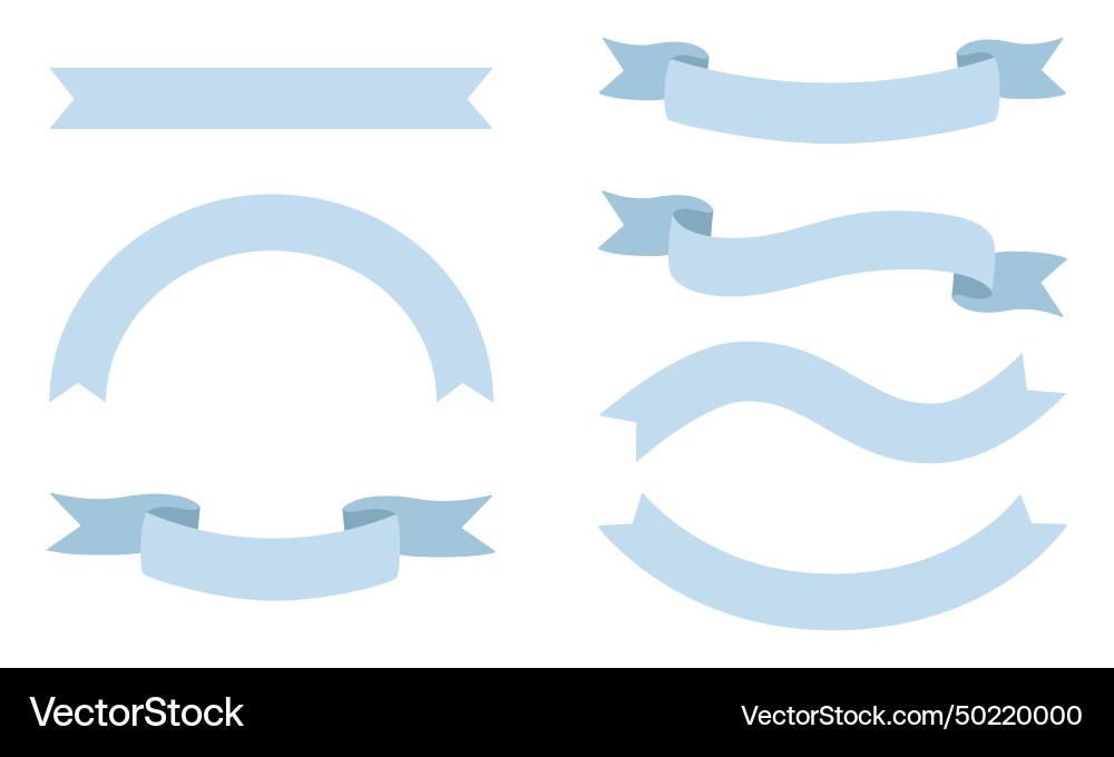 Set of blue flat ribbons different Royalty Free Vector Image