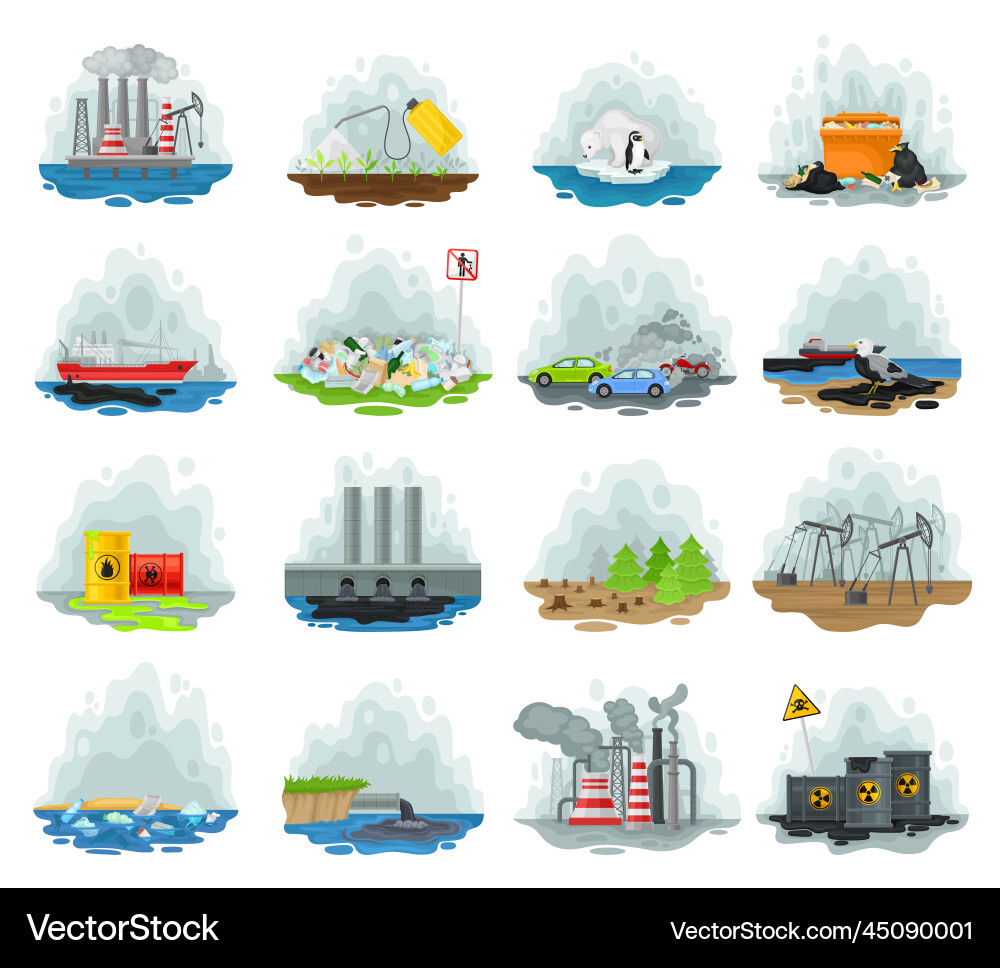 Air Pollution & Environmental Damage Vector Image