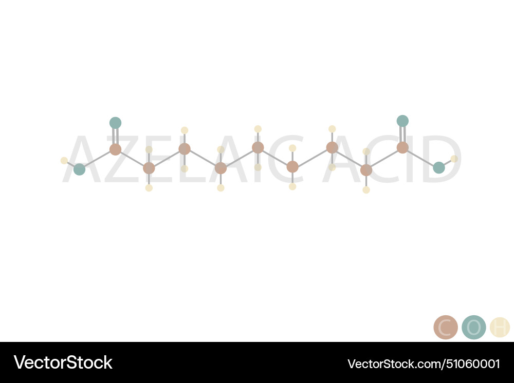 Azelaic acid molecular skeletal chemical formula Vector Image