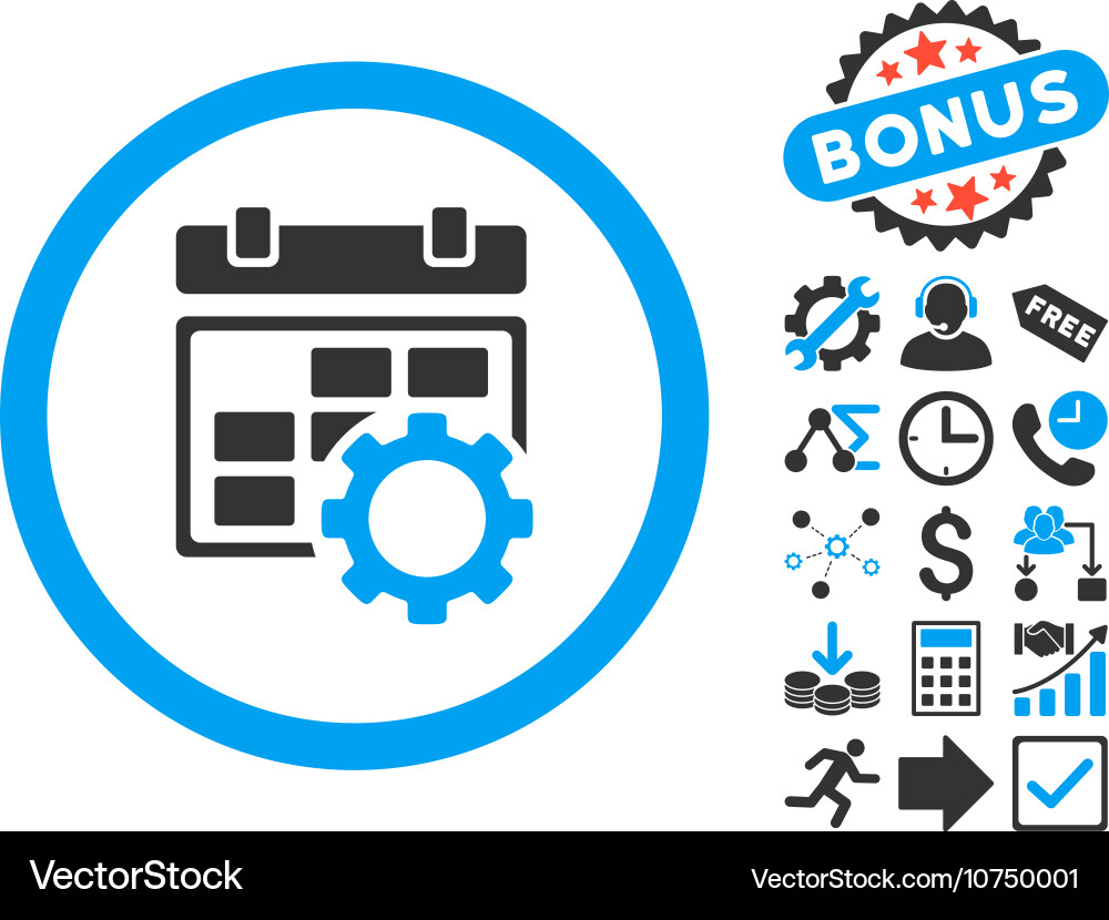 Calendar settings flat icon with bonus Royalty Free Vector