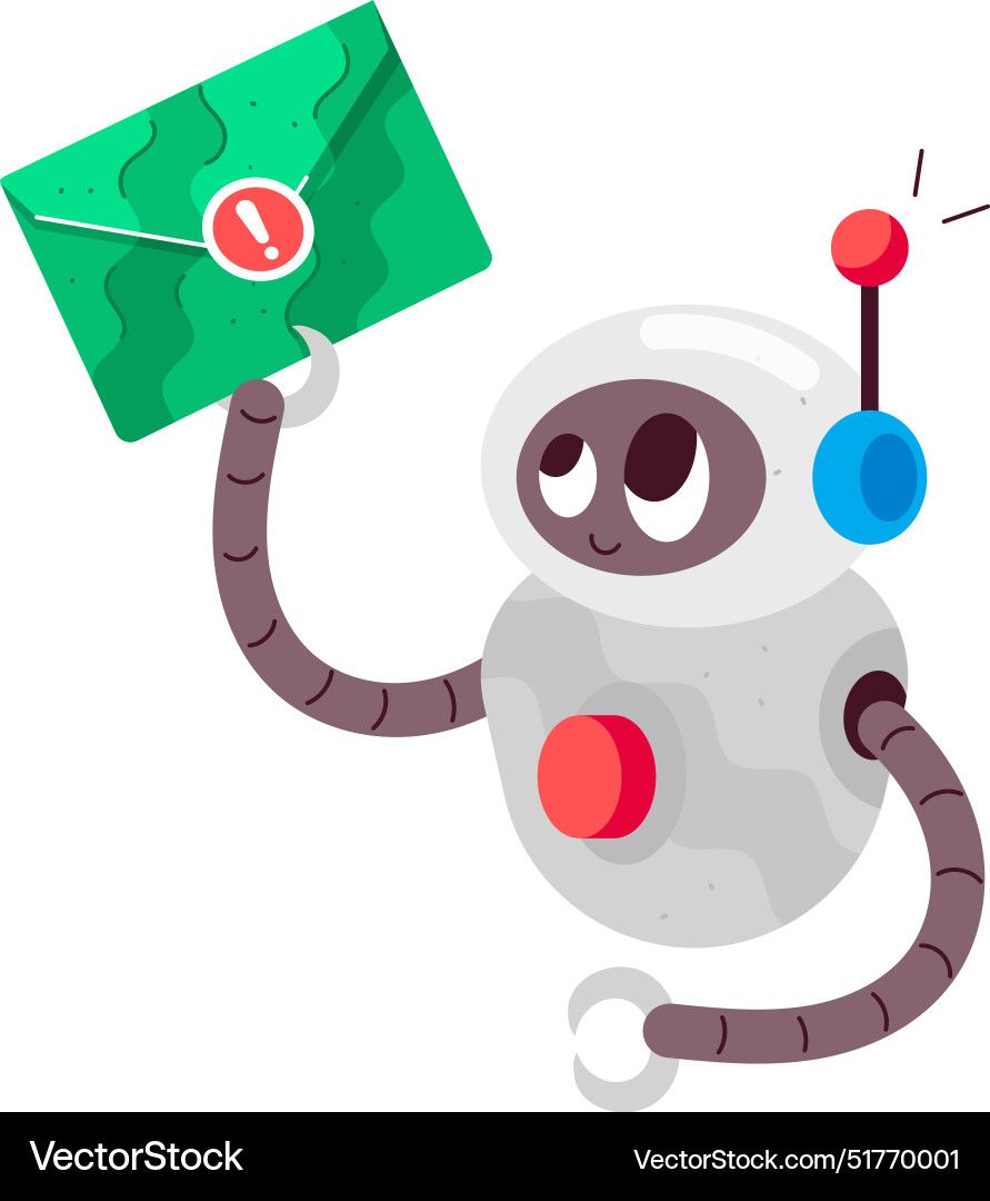 Customizable flat sticker of an email bot Vector Image