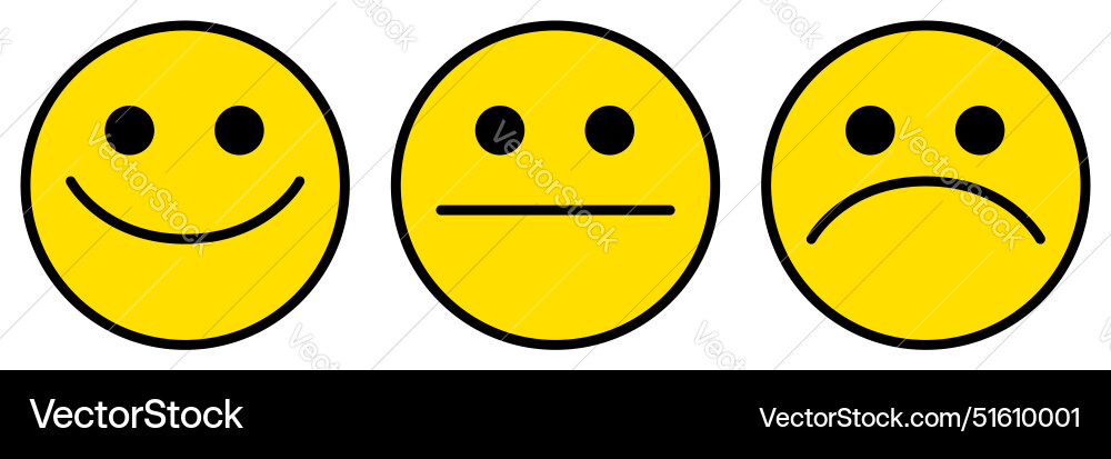 Emoticon icon set three emoji - happy sad Vector Image