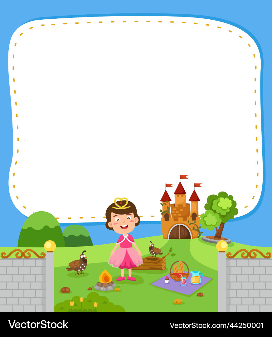 Empty banner template with little queen Royalty Free Vector