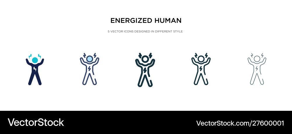 Energized human icon in different style two Vector Image