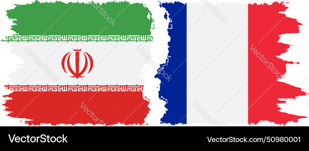 France and iran grunge flags connection Royalty Free Vector