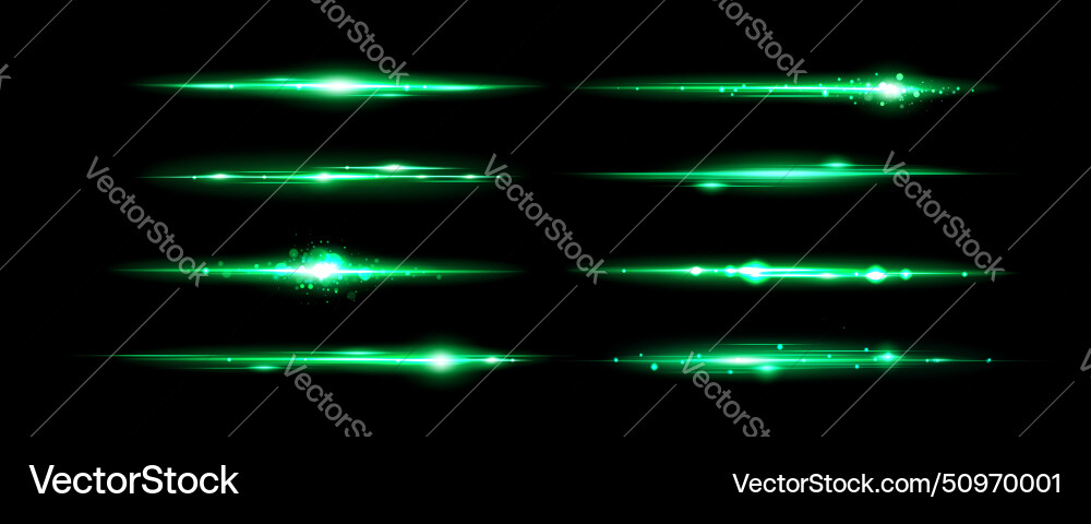 Green horizontal line light flare Royalty Free Vector Image