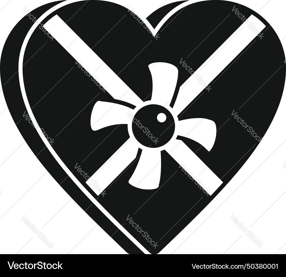 Heart shape gift box icon simple offer Royalty Free Vector