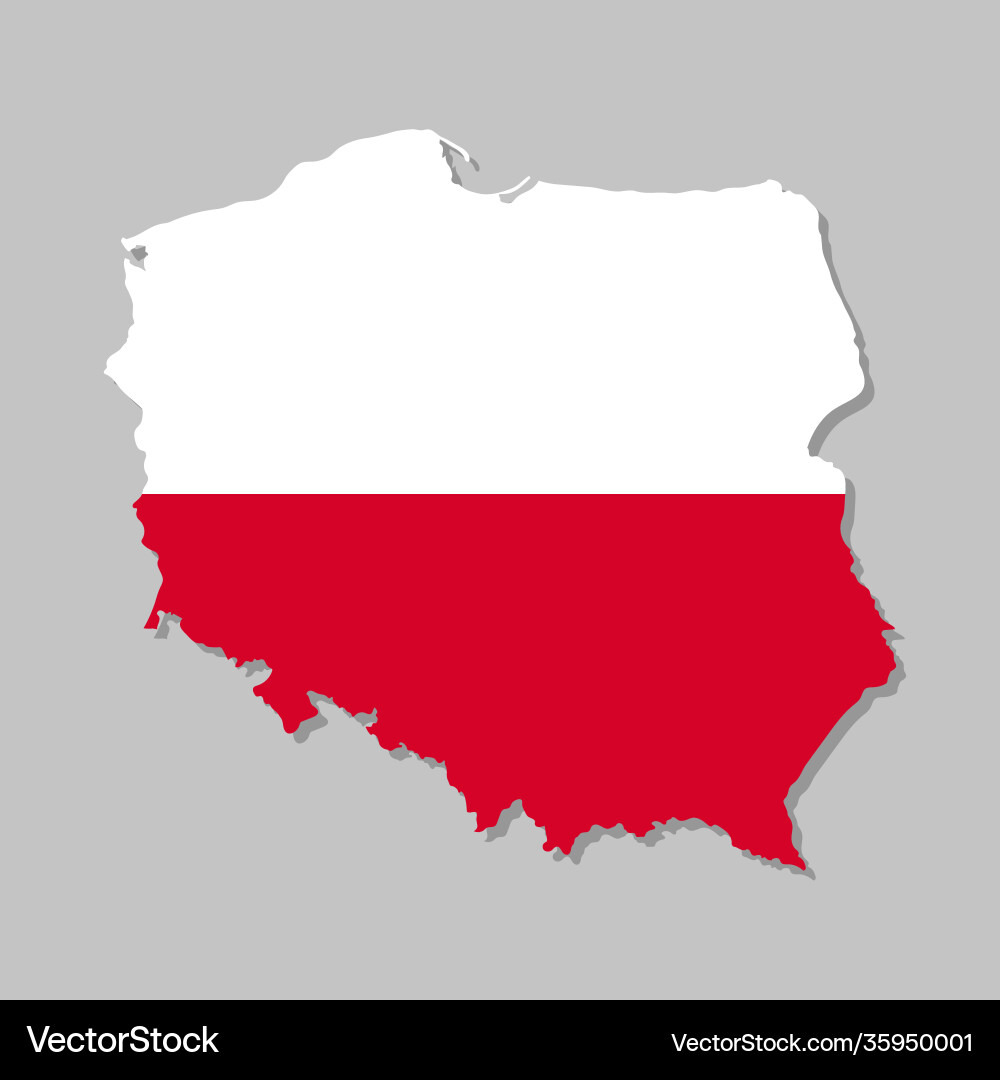 Highly detailed map poland with flag Royalty Free Vector