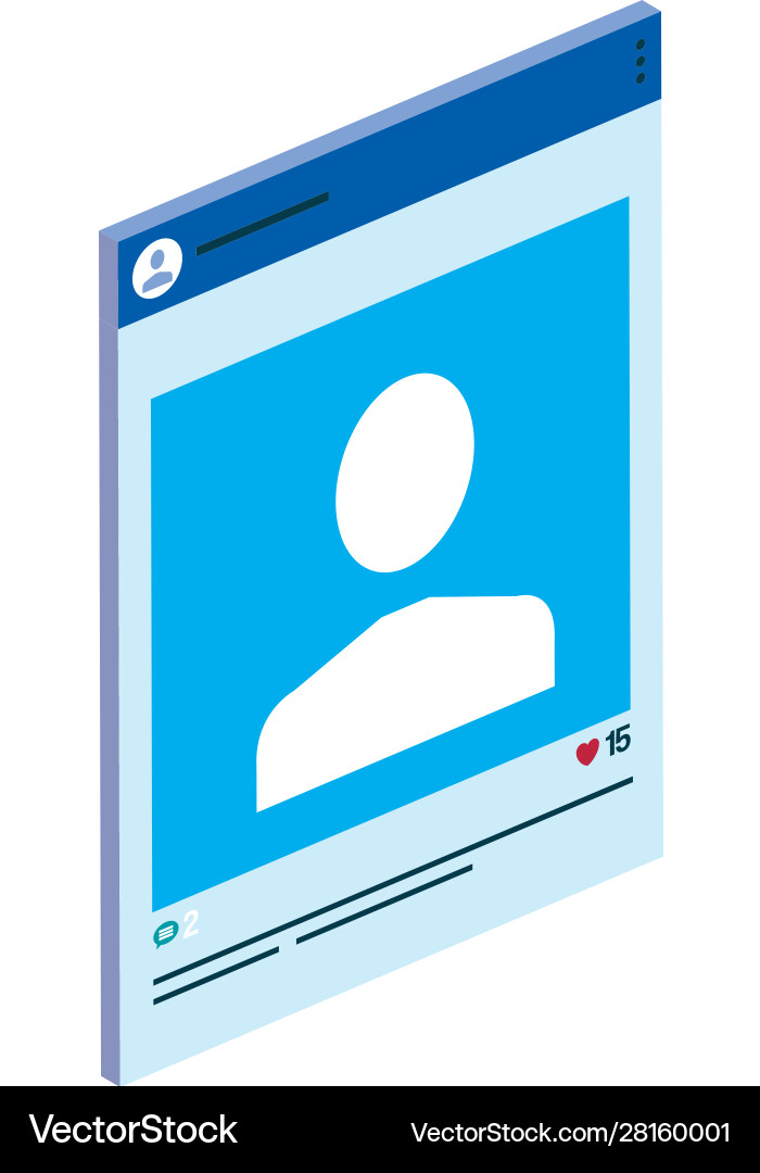 Isolated isometric profile website design Vector Image