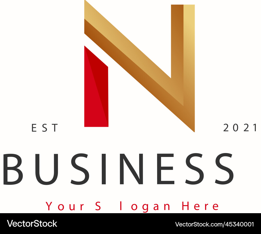 Letter n luxury logo design template Royalty Free Vector