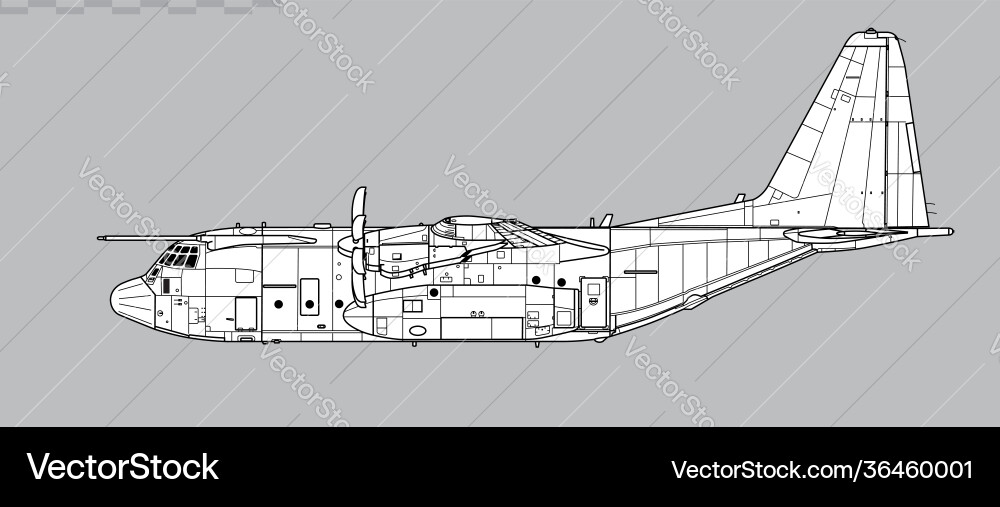 Lockheed martin hercules c5 c-130j Royalty Free Vector Image