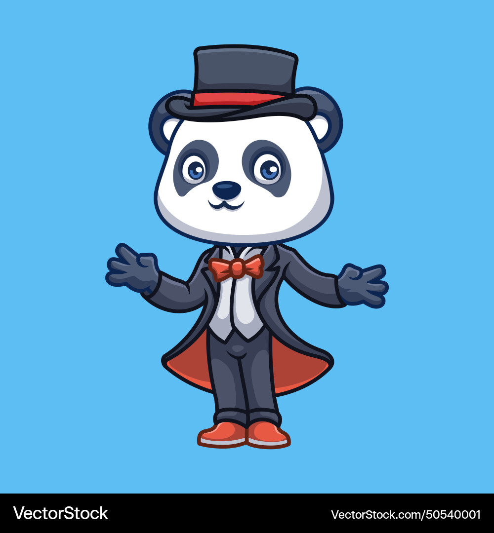 Magician panda cute cartoon Royalty Free Vector Image