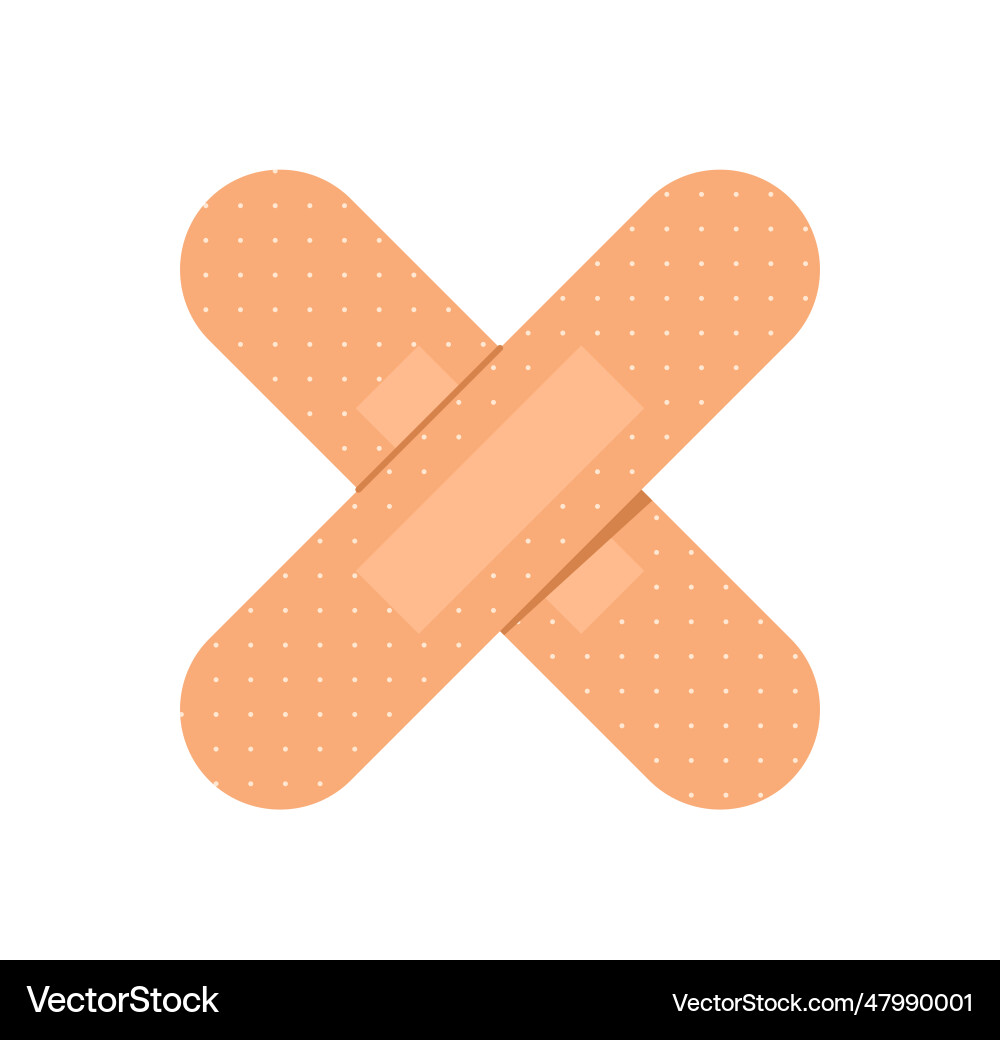 Medical plaster cross isolated adhesive Royalty Free Vector