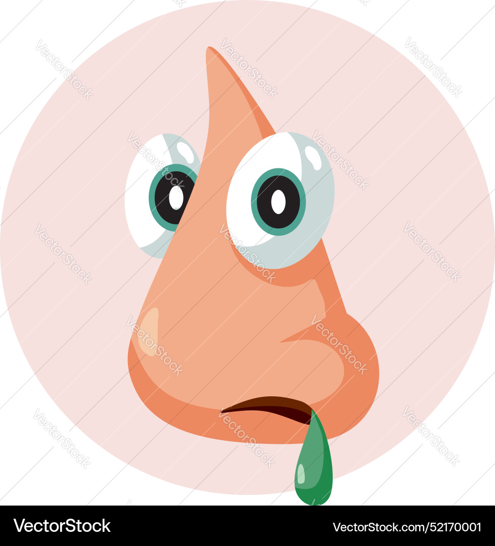 Nose with secretions discharge from sickness Vector Image
