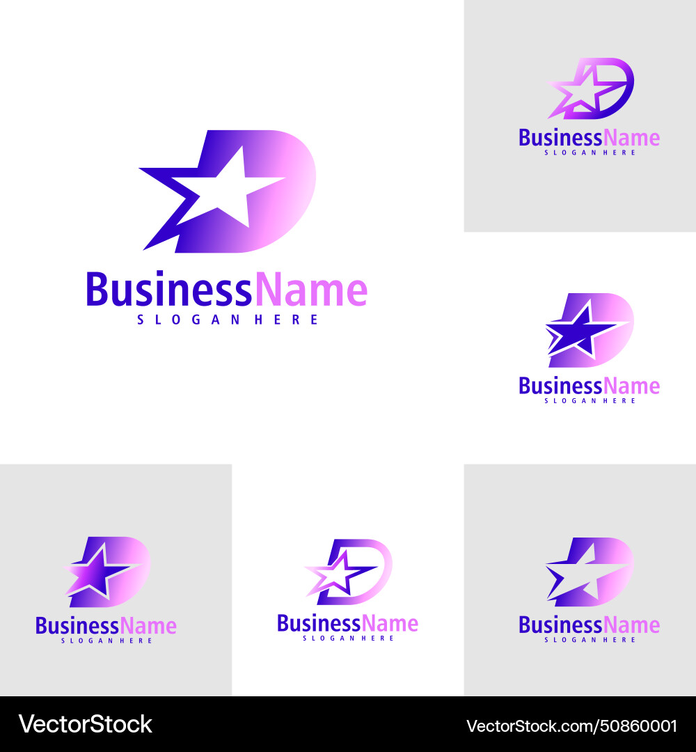 Set of letter d with star logo design creative Vector Image