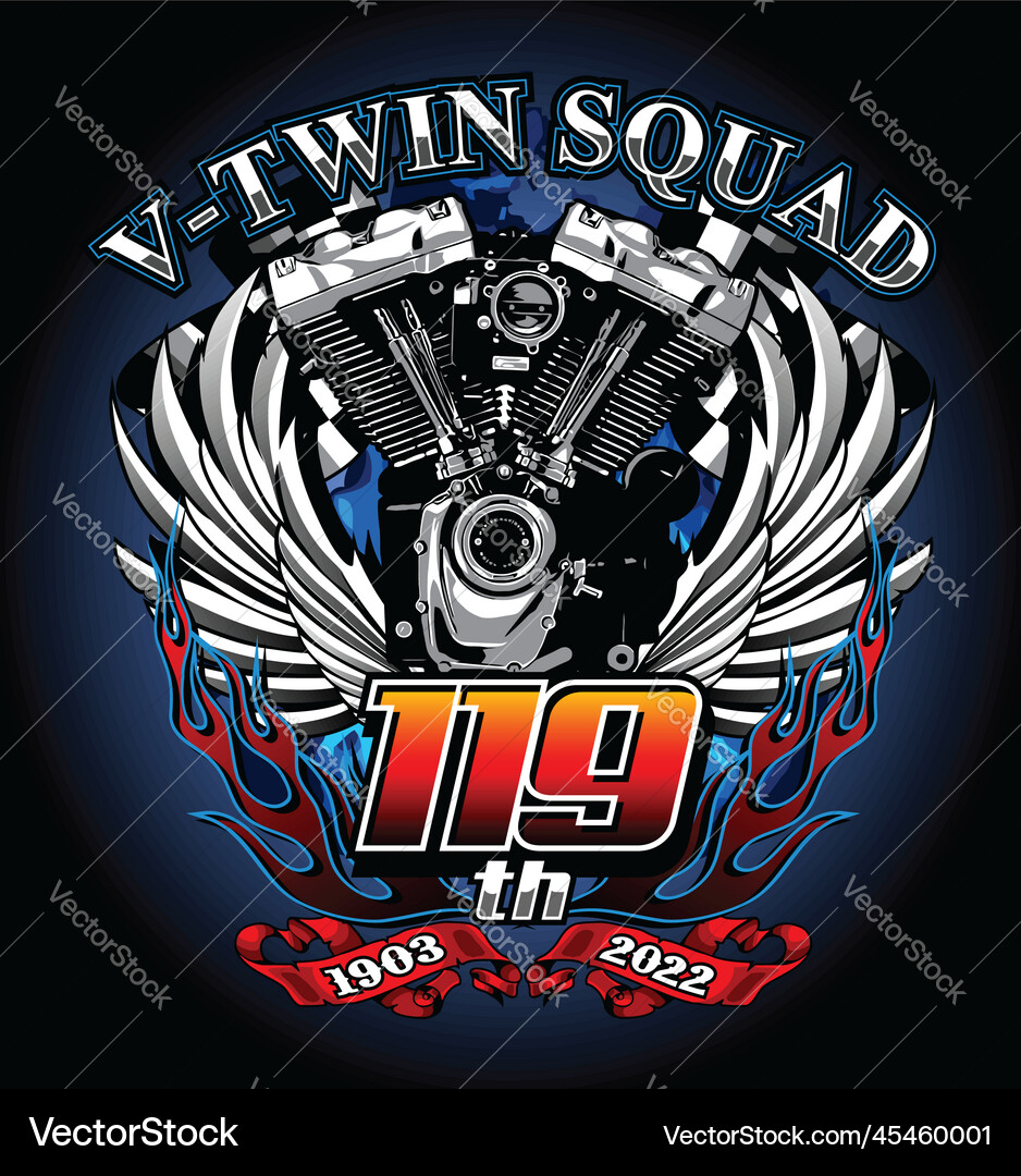 V twin with wings template Royalty Free Vector Image