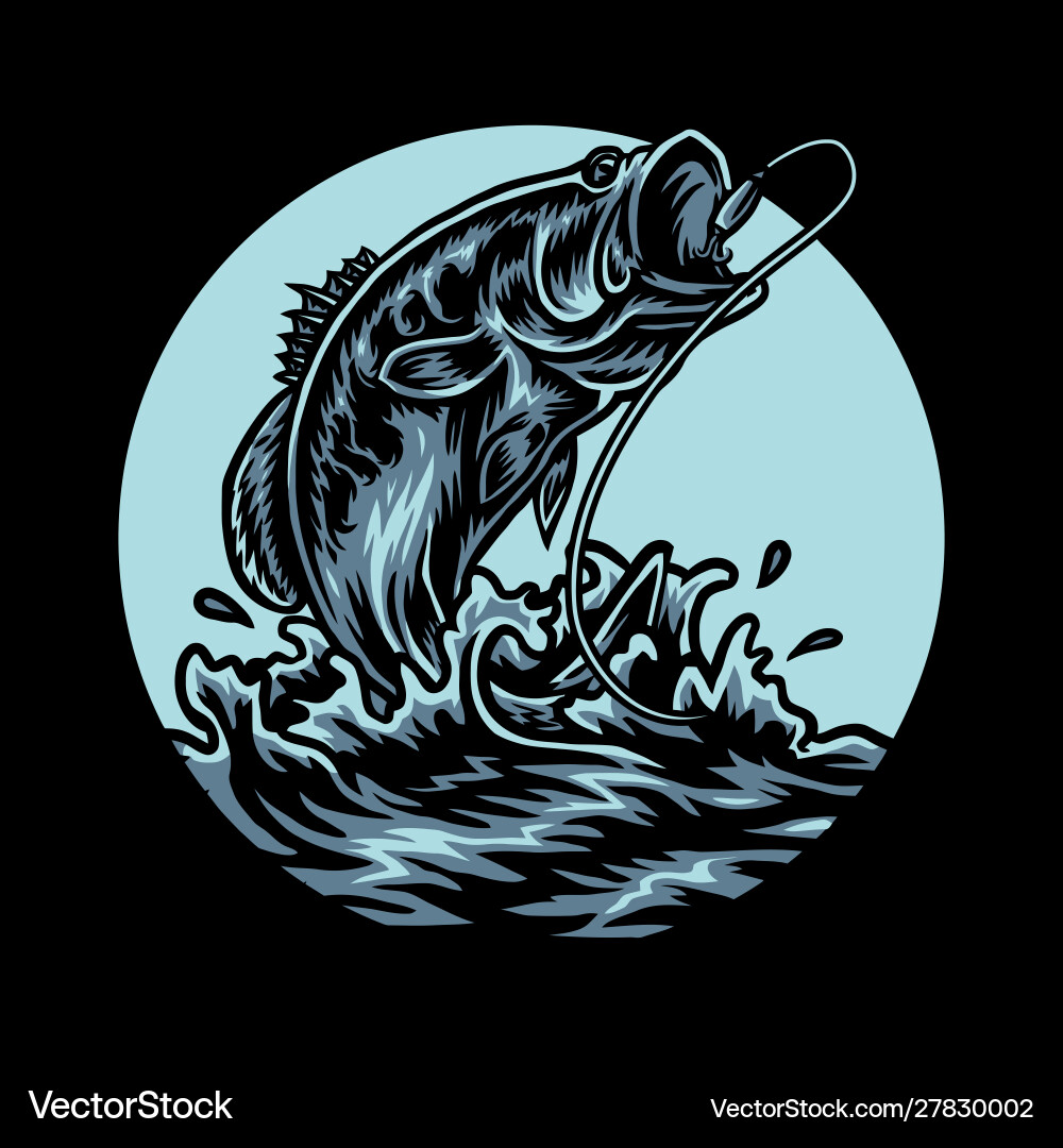 Bass fishing Royalty Free Vector Image - VectorStock