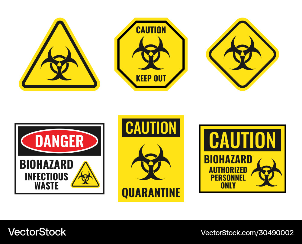 Biohazard warning sign set biological hazard Vector Image