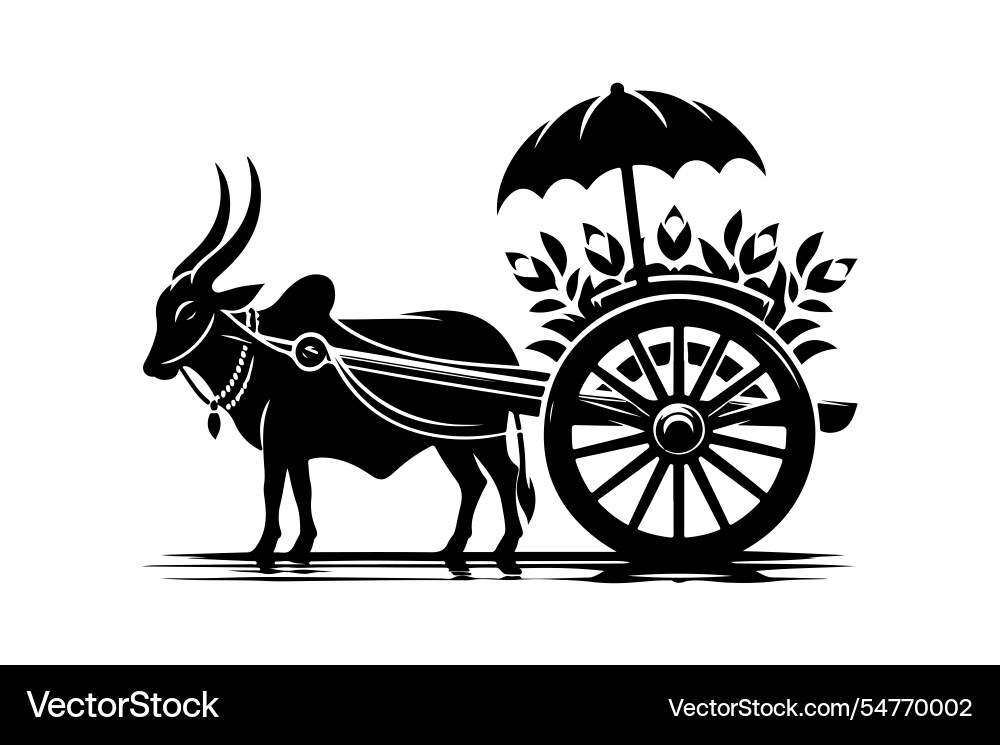 Bullock cart silhouette unique designs Royalty Free Vector