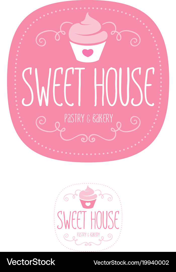 Cake house logo baking bakery emblem Royalty Free Vector