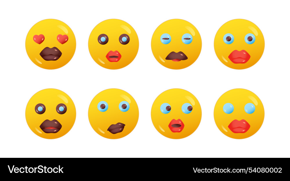 Emoticon stickers 3d emojy Royalty Free Vector Image