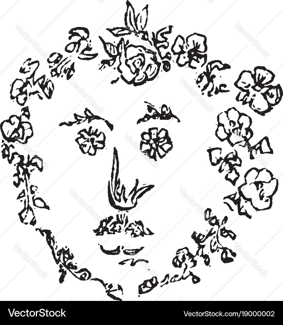 Flower face in the shape Royalty Free Vector Image