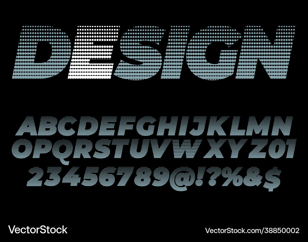 Font alphabet digital modern and number Royalty Free Vector