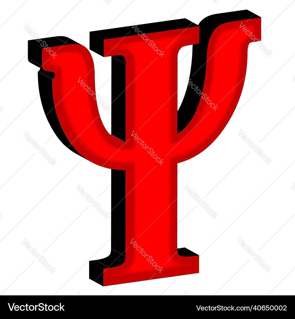 Greek letter psi in 3d Royalty Free Vector Image
