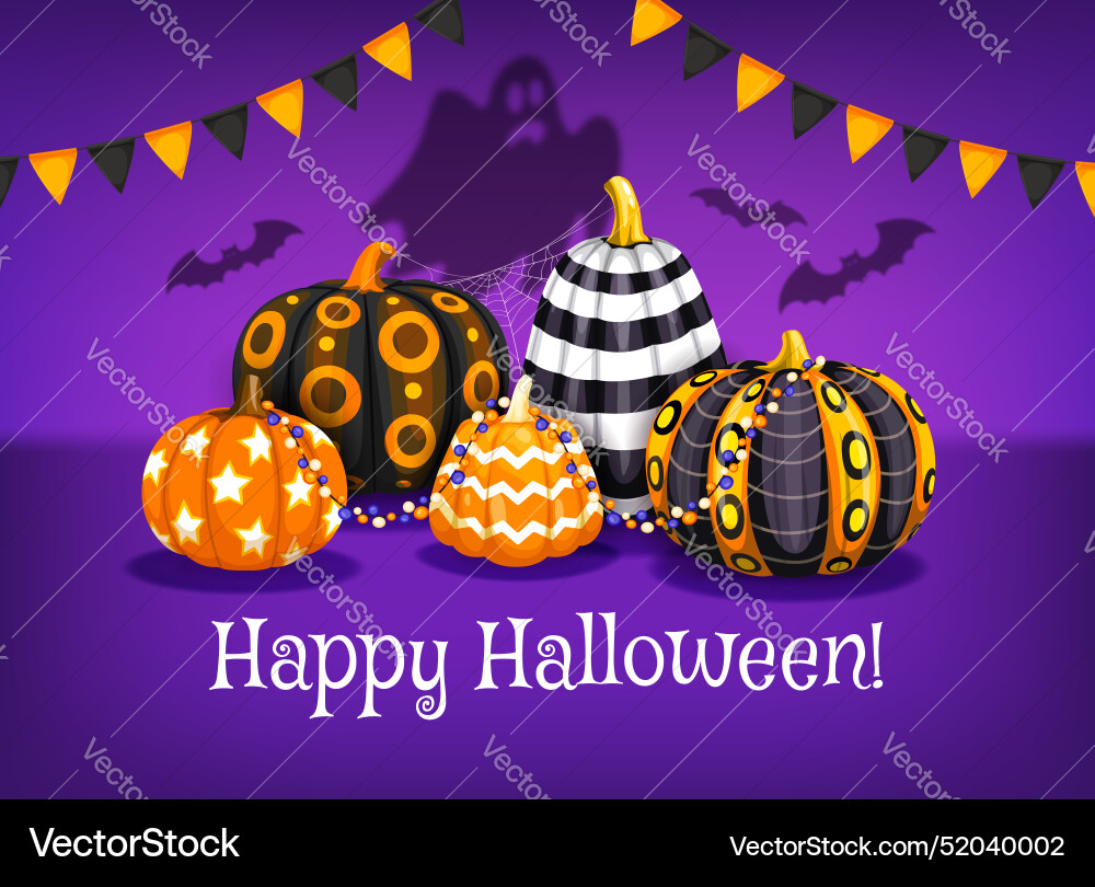 Halloween banner with scary ghost flying bats Vector Image