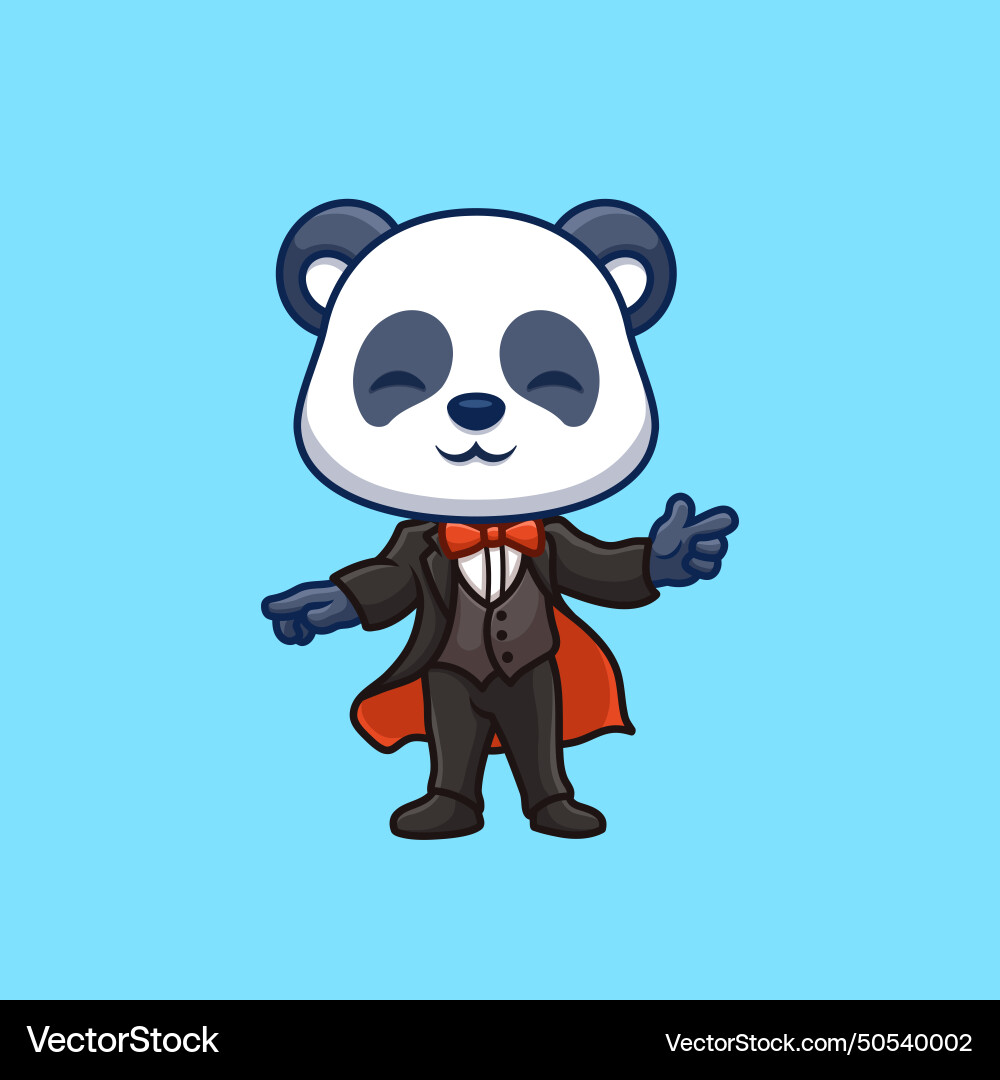 Magician panda cute cartoon Royalty Free Vector Image