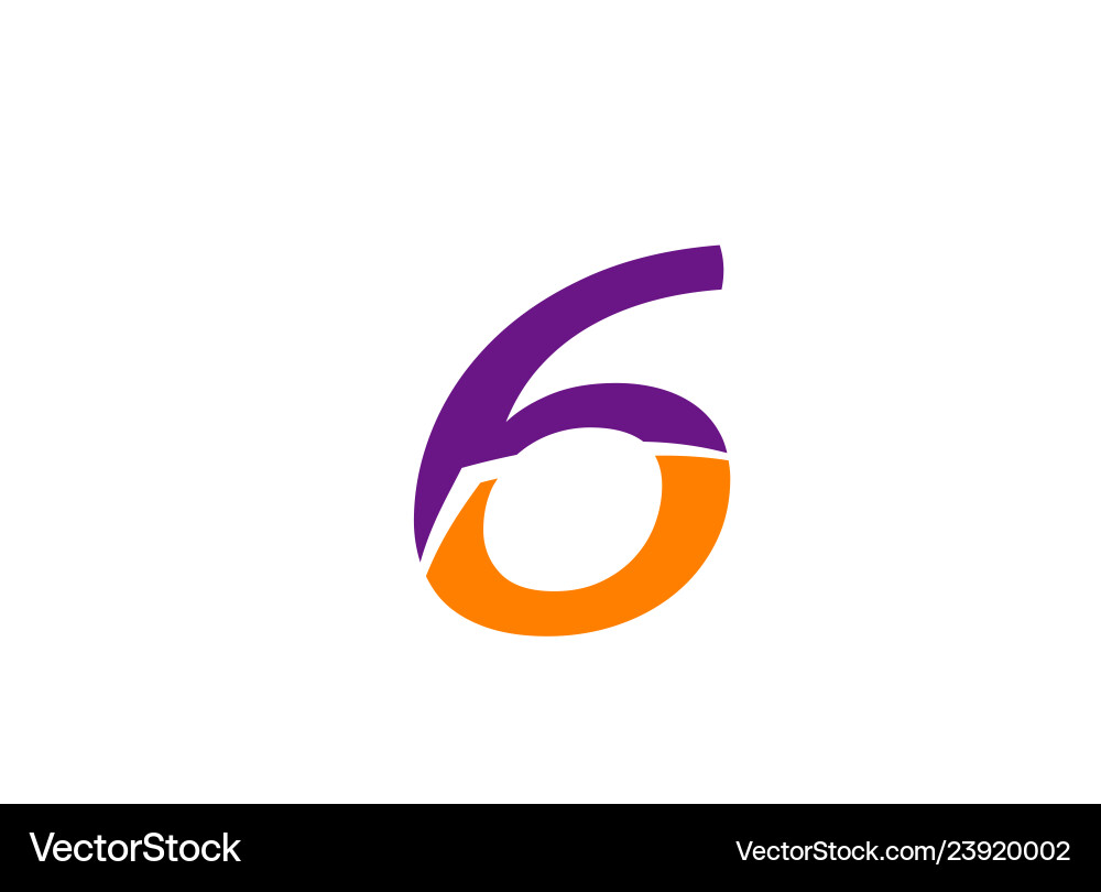 Number 6 logo logotype design Royalty Free Vector Image