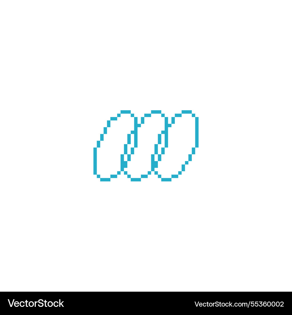 Row of blue parallel rings pixel art icon Vector Image
