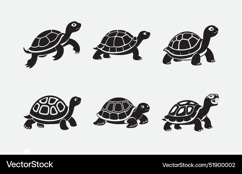Ultimate tortoise silhouette set Royalty Free Vector Image