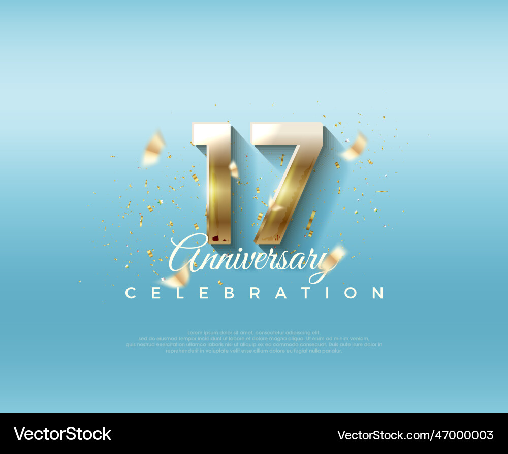 17th anniversary number with elegant Royalty Free Vector