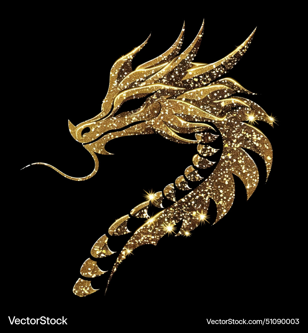 3d gold glittery chinese dragon luxury pattern Vector Image