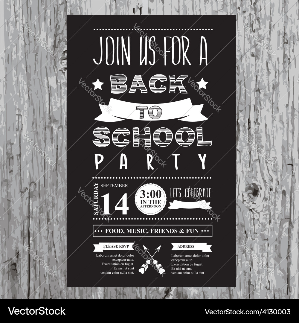 Back to school party invitation design template Vector Image