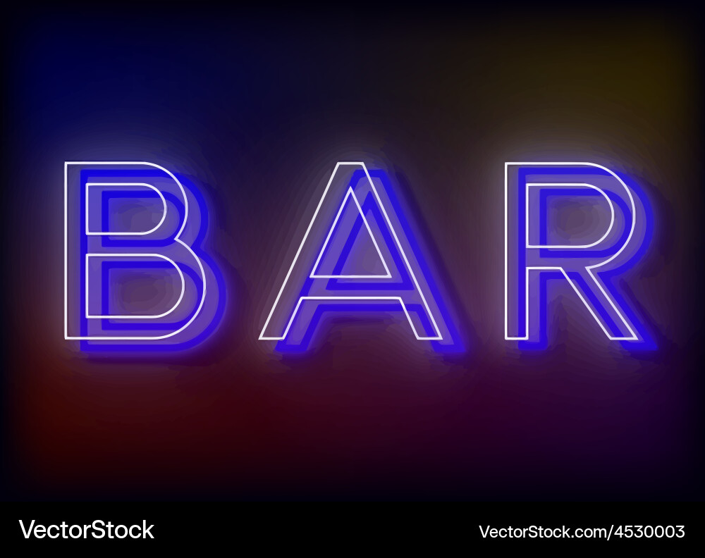 Bar neon sign design for your business Royalty Free Vector