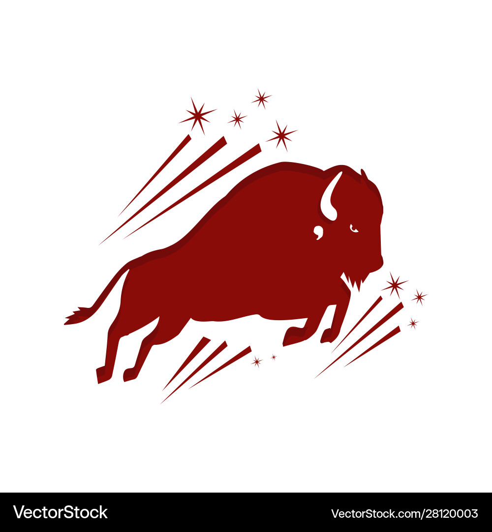 Bull Silhouette Logo - Powerful Buffalo Royalty Free Vector