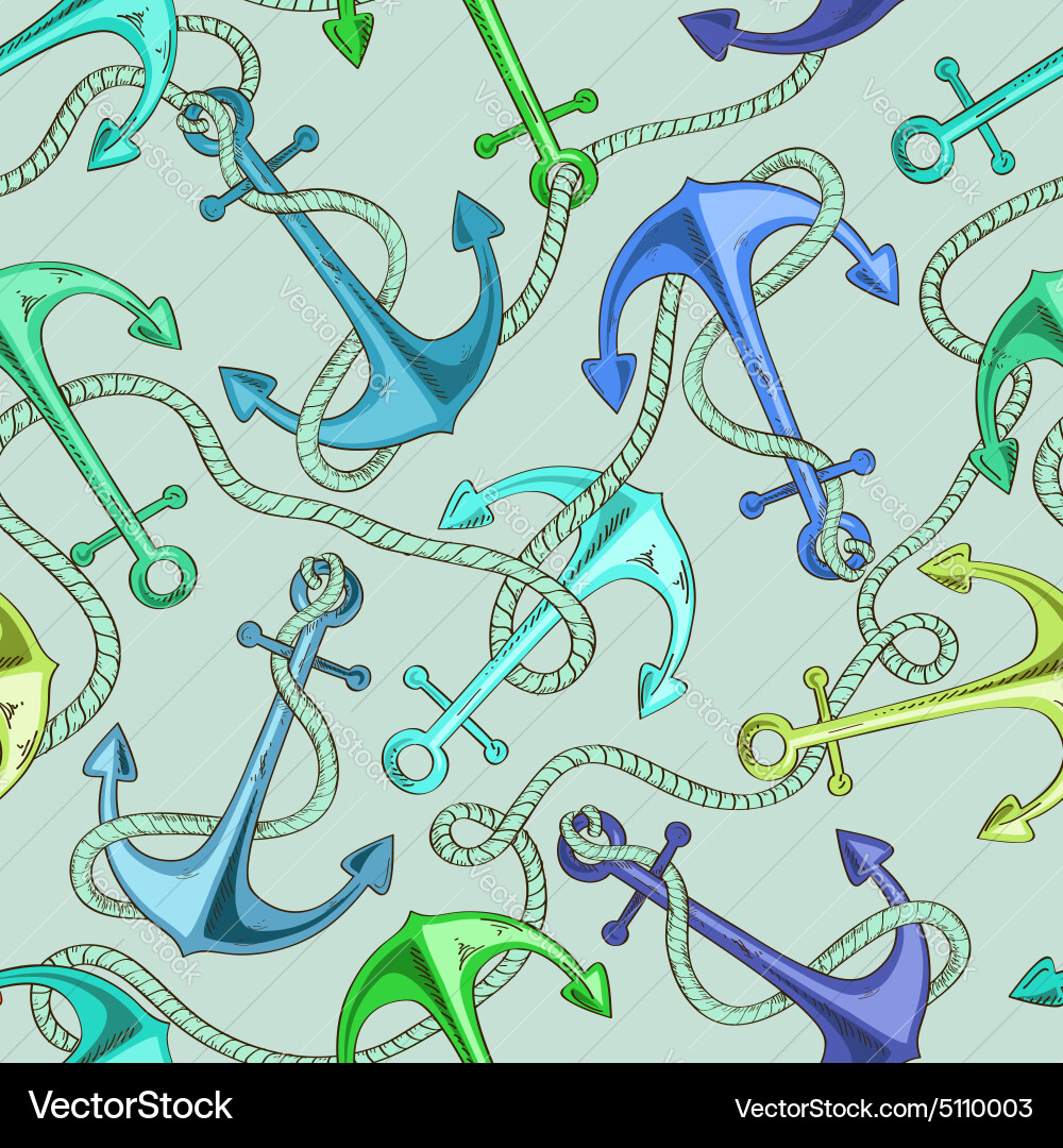 Cartoon Sea Anchor Pattern Royalty Free Vector Image