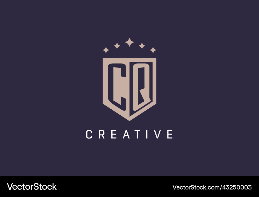 Cq initial shield logo icon geometric style design