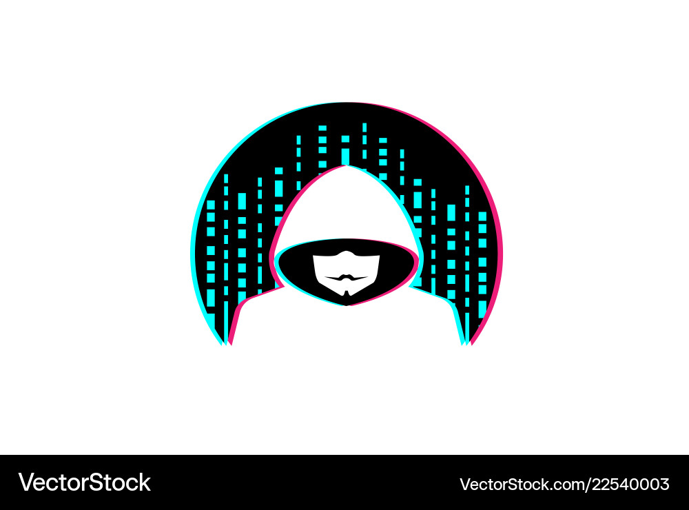 Creative hidden hacker circle logo Royalty Free Vector Image