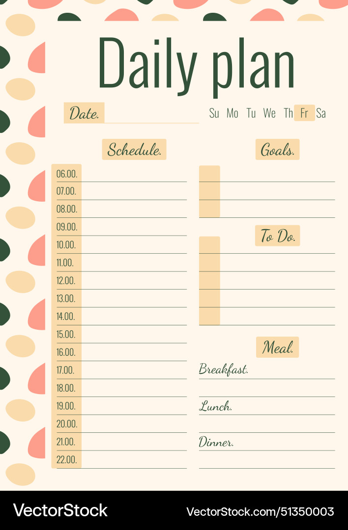 Daily planner Royalty Free Vector Image - VectorStock