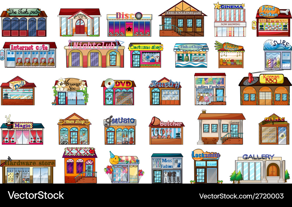 Different buildings Royalty Free Vector Image - VectorStock
