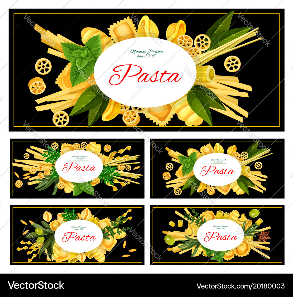 Different italian pasta Royalty Free Vector Image